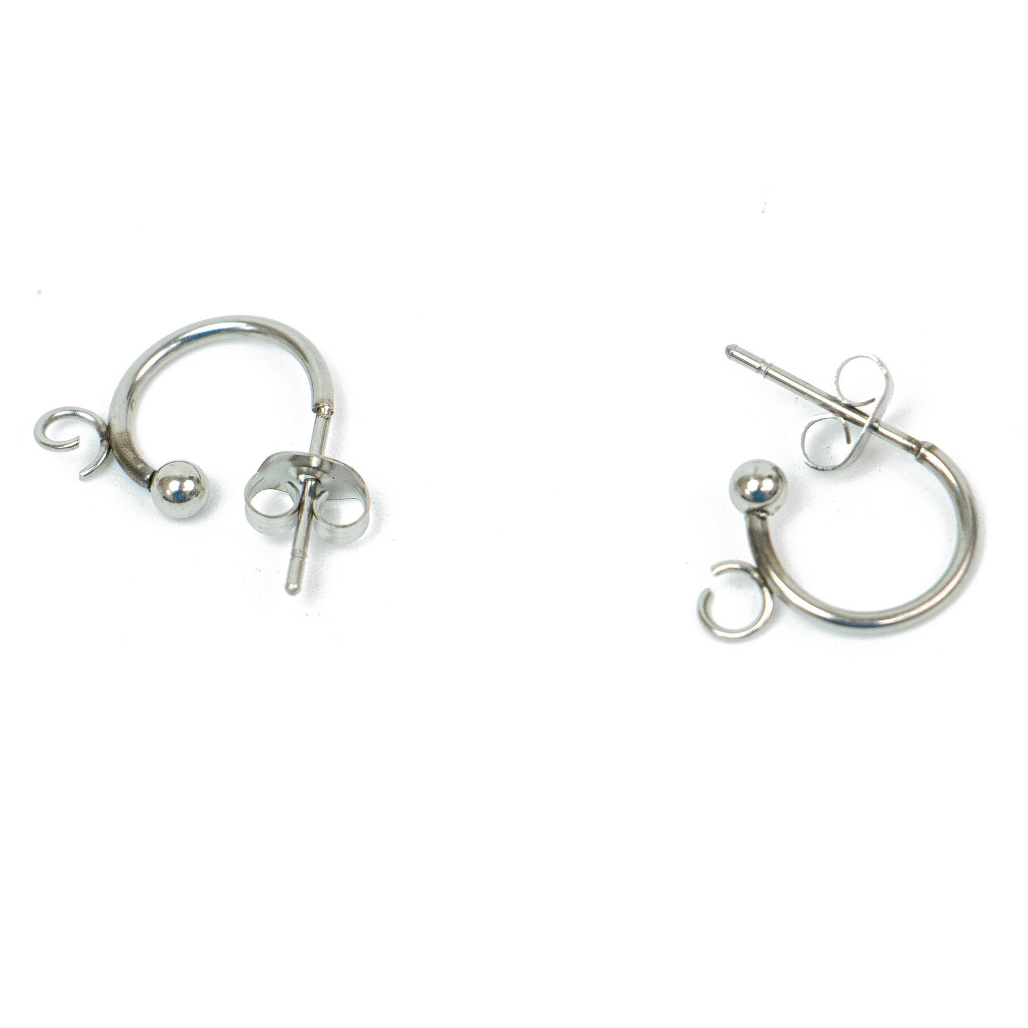 Stainless Steel Half-Hoop Earrings with Hanging Loop – JRM Designs, Inc.
