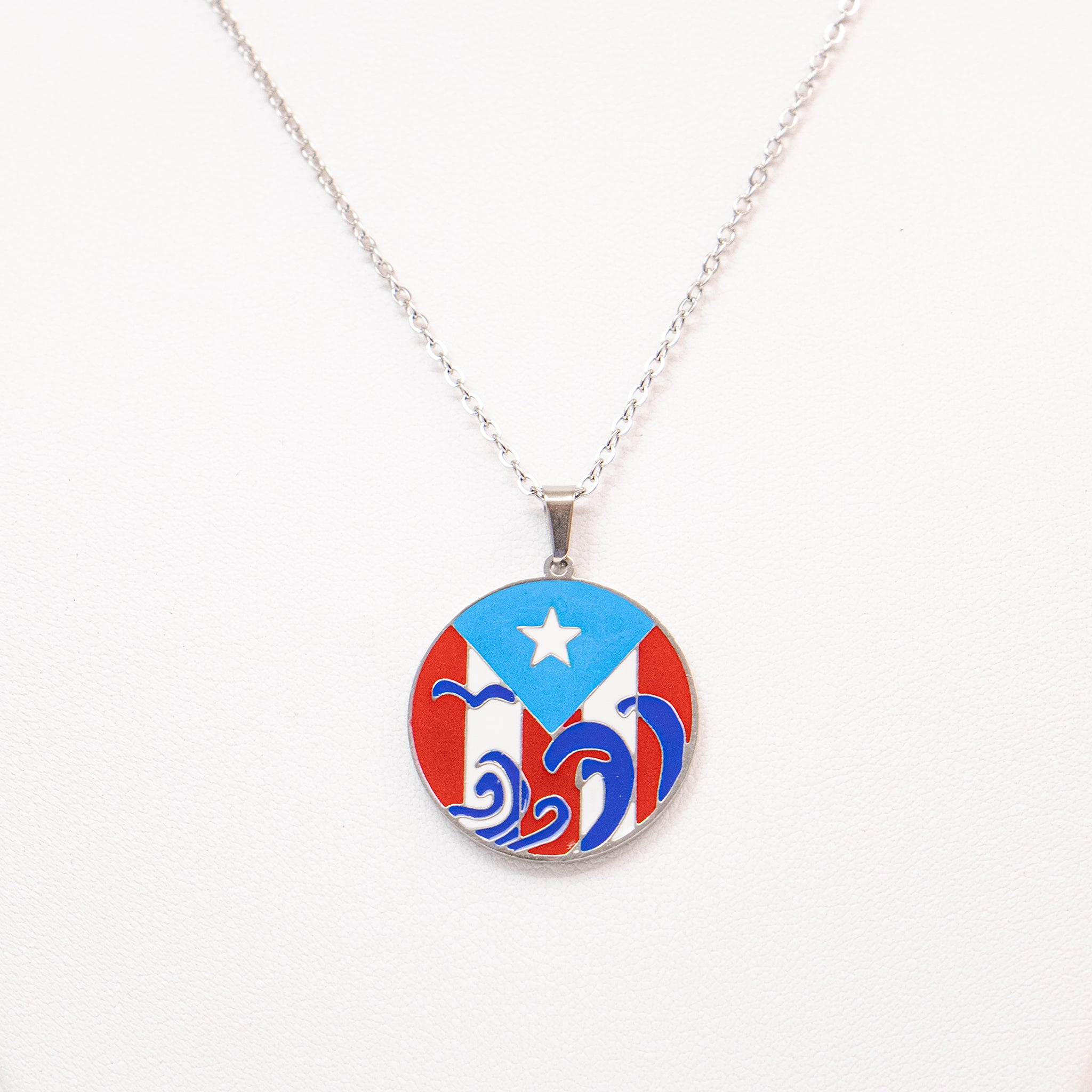 Stainless Steel Puerto Rican Round Flag Pendant Chain Necklace – JRM ...