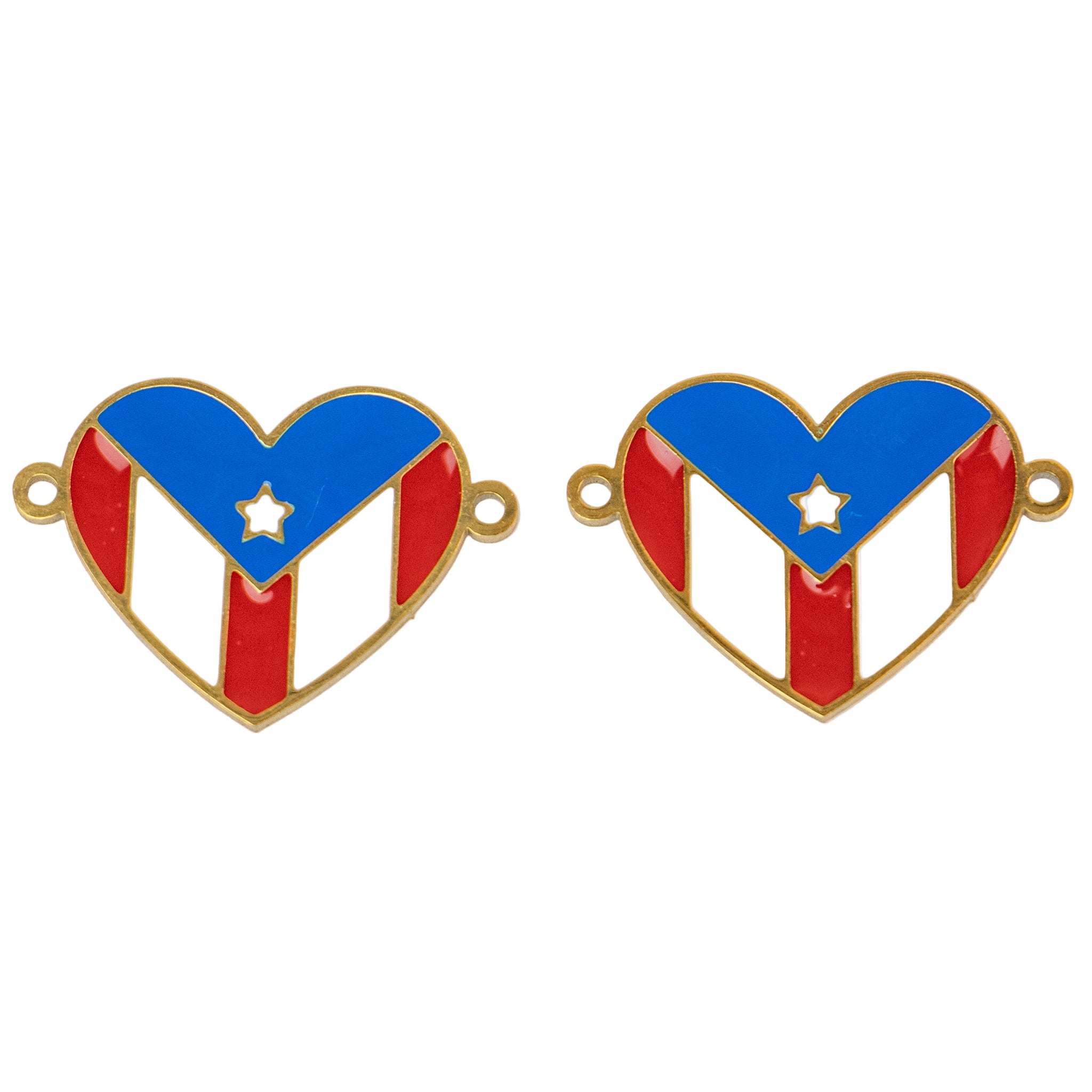 Stainless Steel Gold Enamel Puerto Rico Flag Heart Connector – JRM ...
