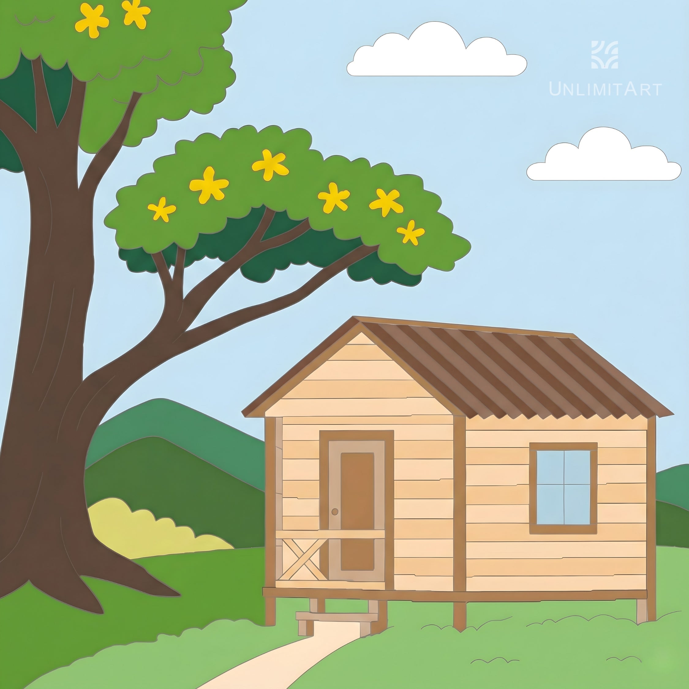 Coloring Canvas - Casita Jibara con Flamboyan – JRM Designs, Inc.