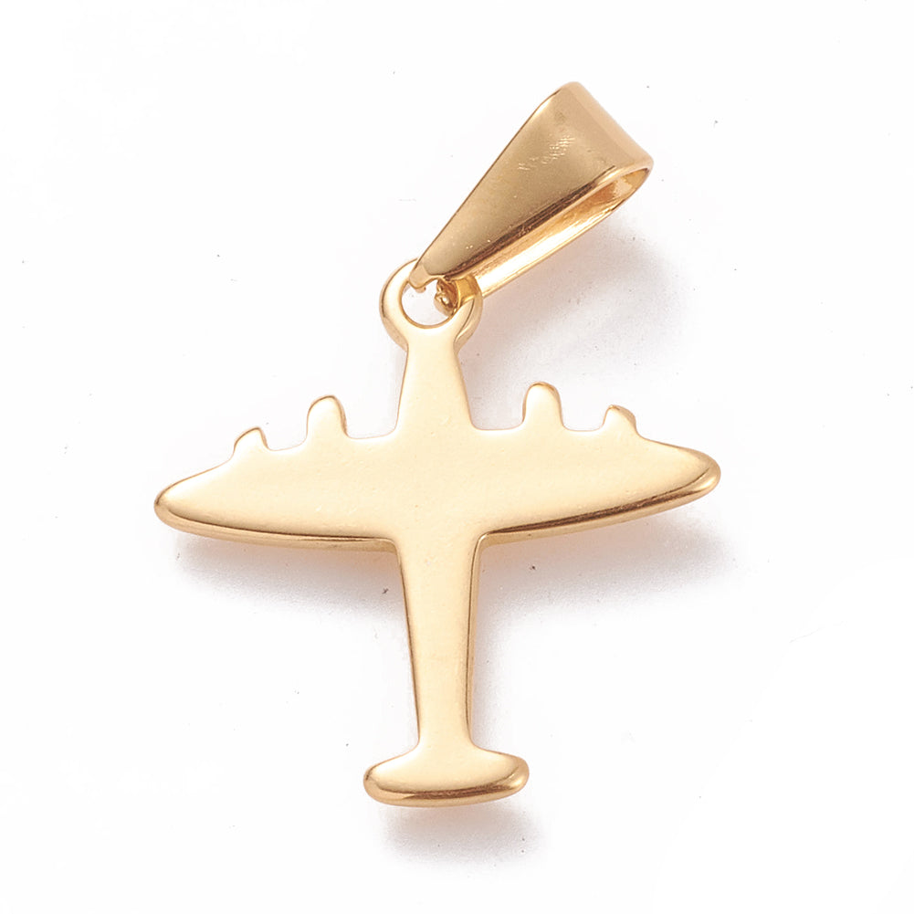 Stainless Steel Gold Airplane Pendant – JRM Designs, Inc.