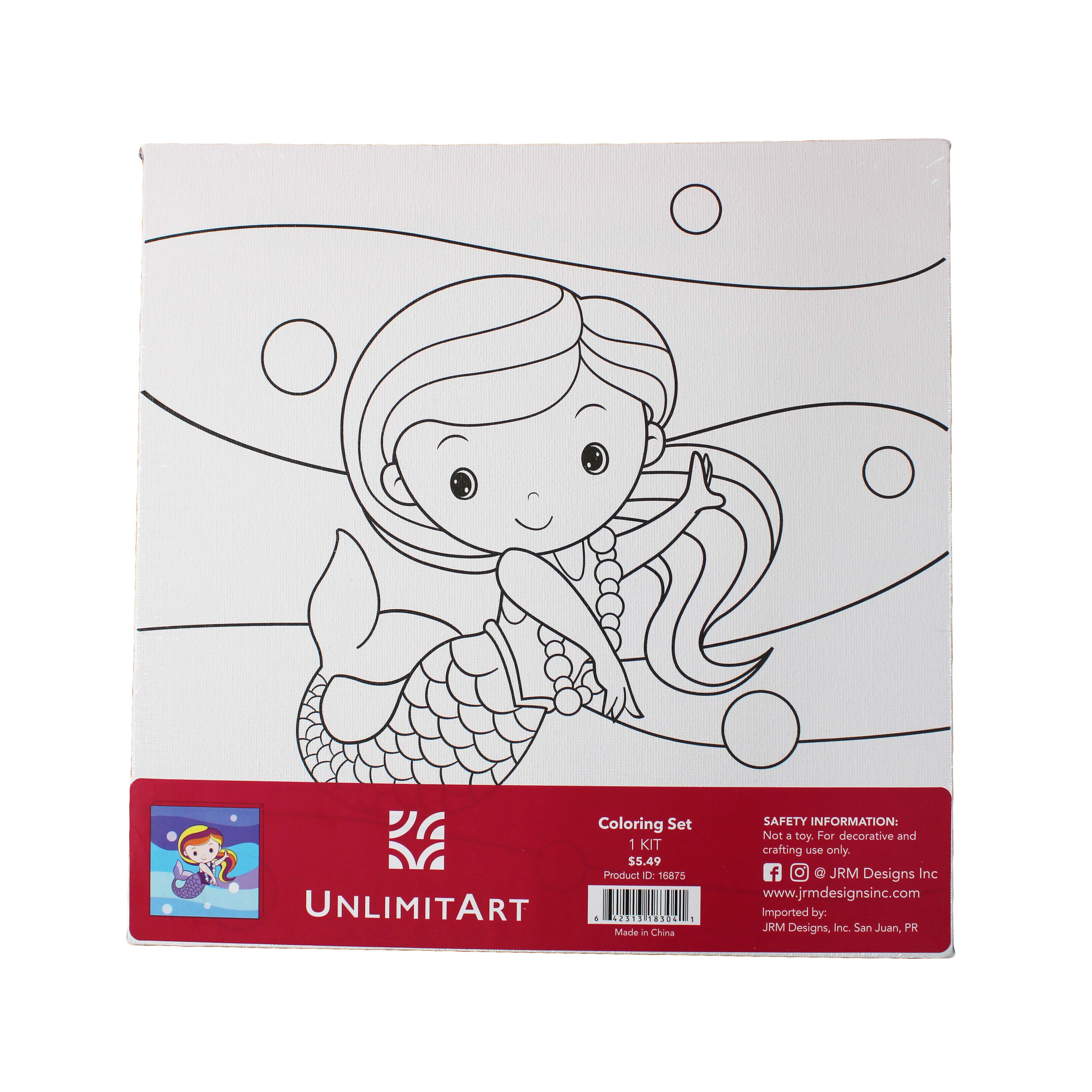 Coloring Set Canvas with Acrylic Paint Set and Brush- Mermaid – JRM ...